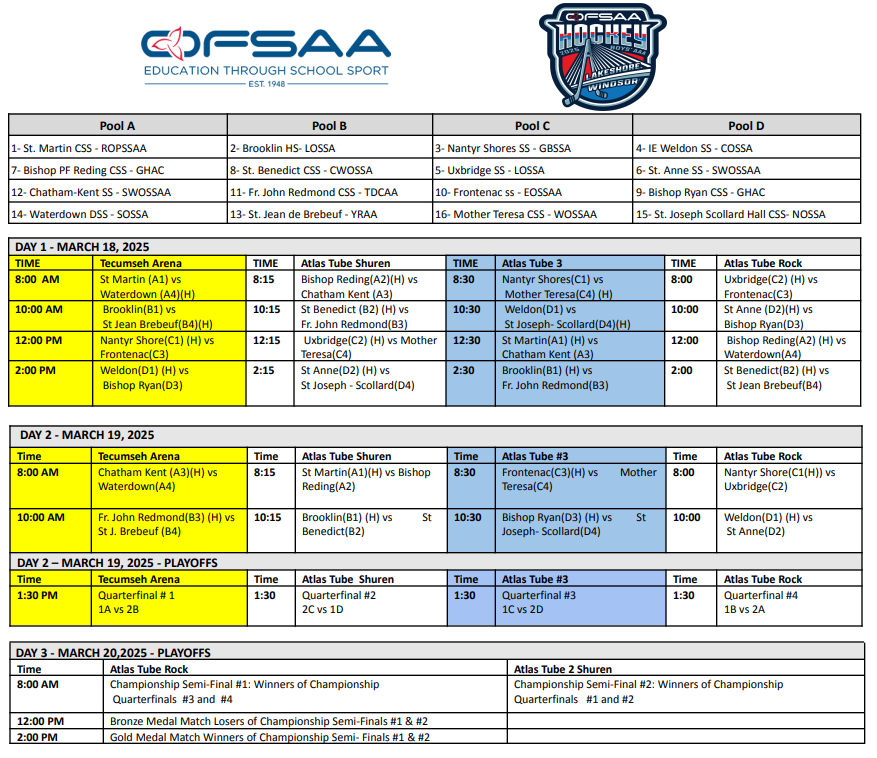 Competition Schedule - OFSAA