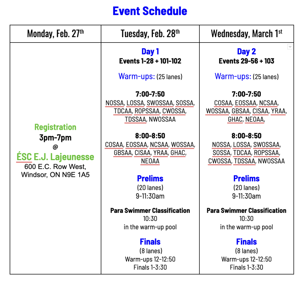 Competition Schedules - OFSAA