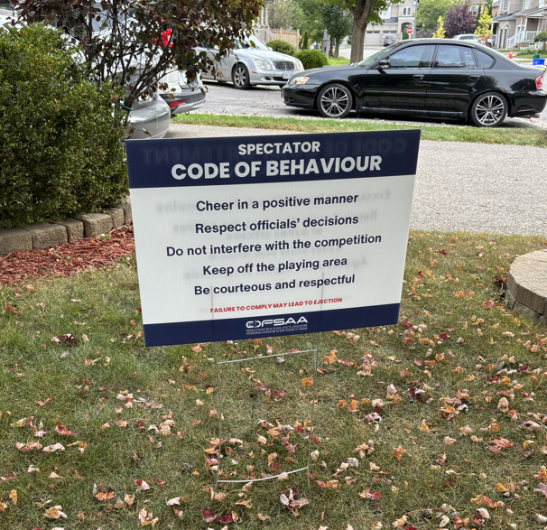 Lawn Signs (Code of Behaviour For Spectators) - OFSAA
